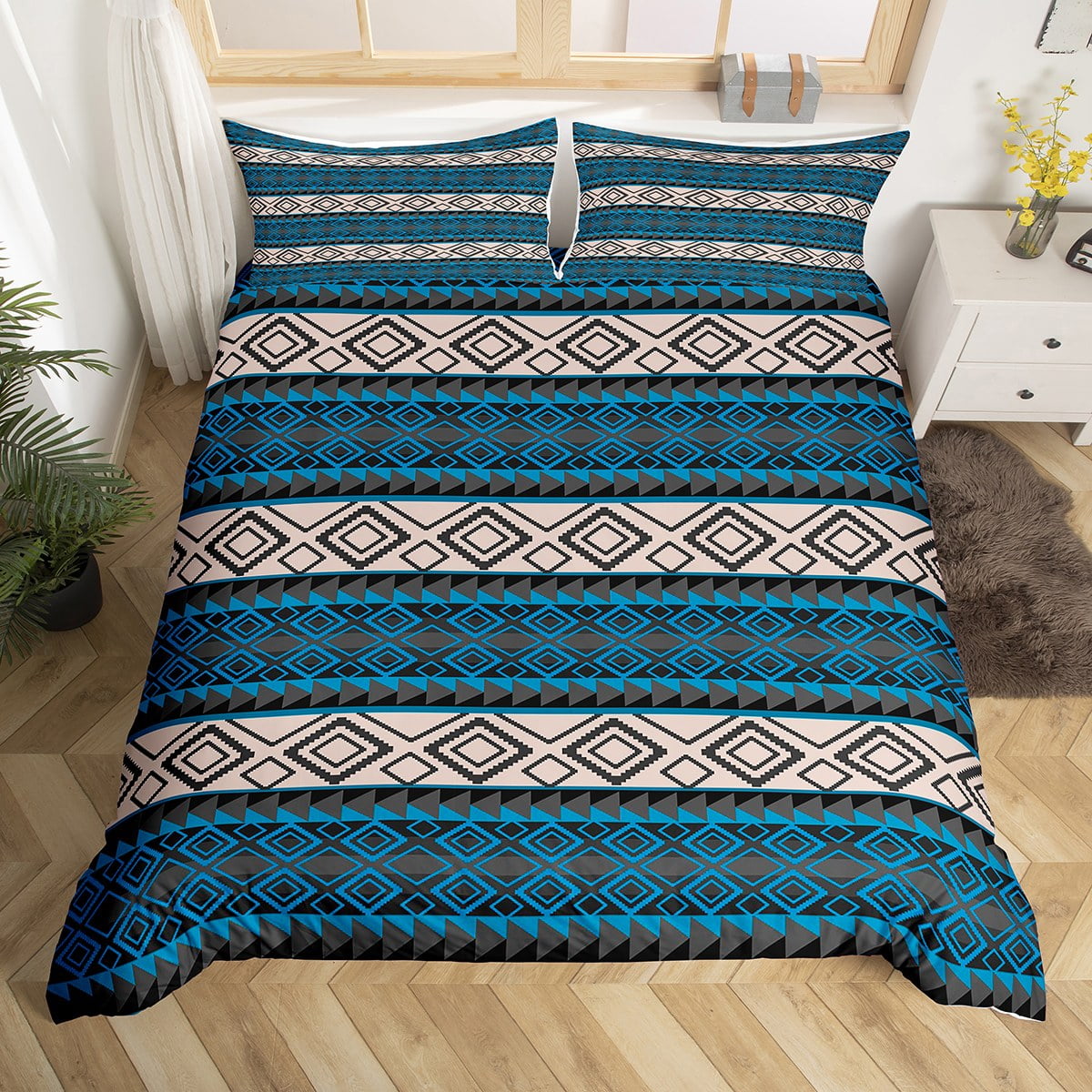 Southwestern King Comforter Cover , Western Decor Bedding Set Aztec ...
