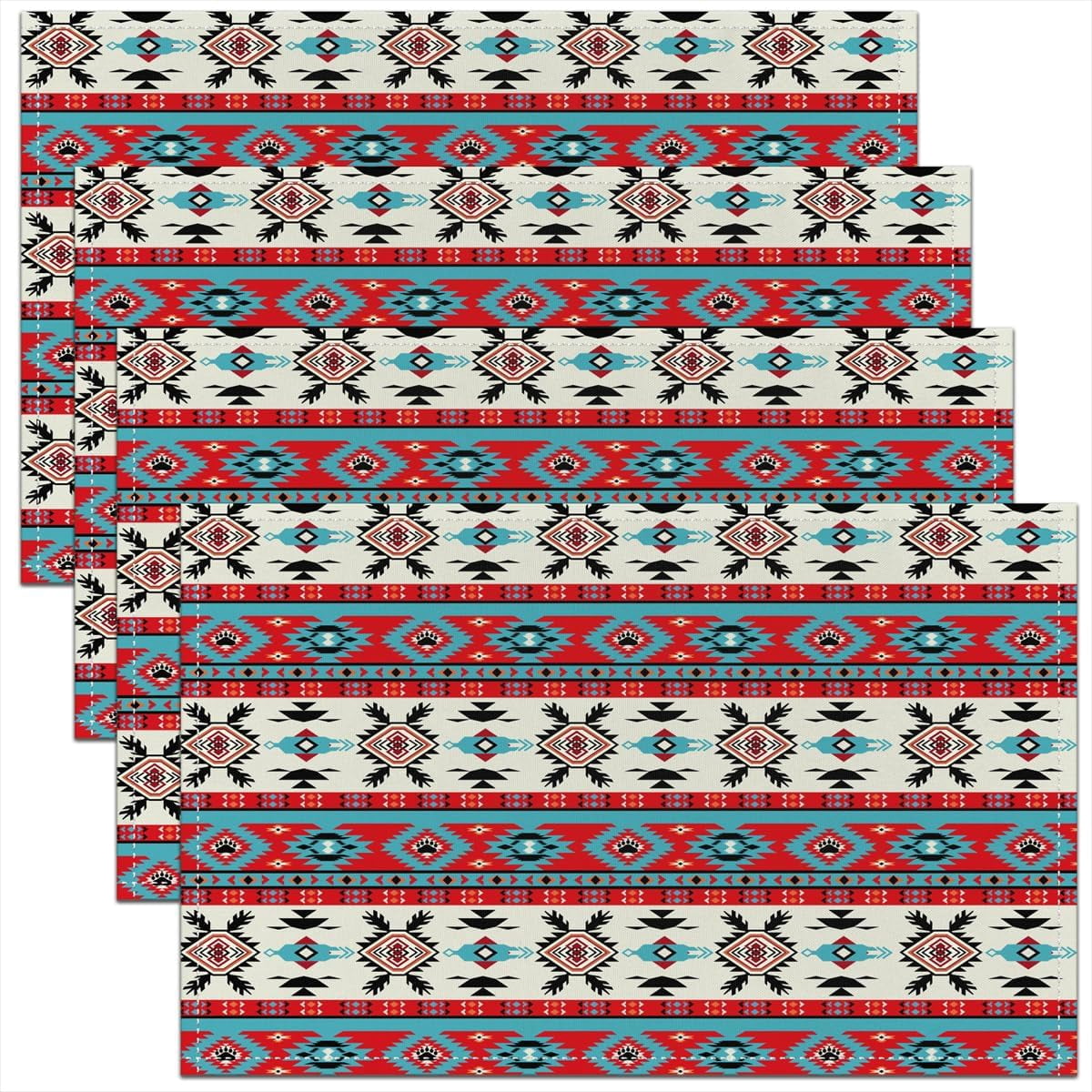 Southwestern Native Aztec Placemats Set of 4 Boho Table Mats for Party ...