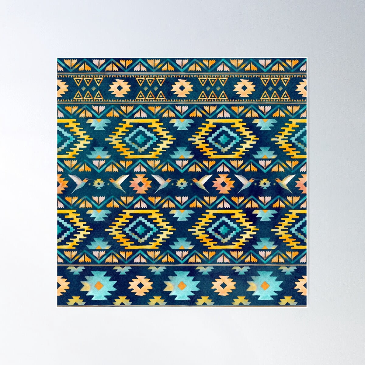 Southwestern Navajo Inspired Pattern Poster Wall Art, Modern Wall Decor ...
