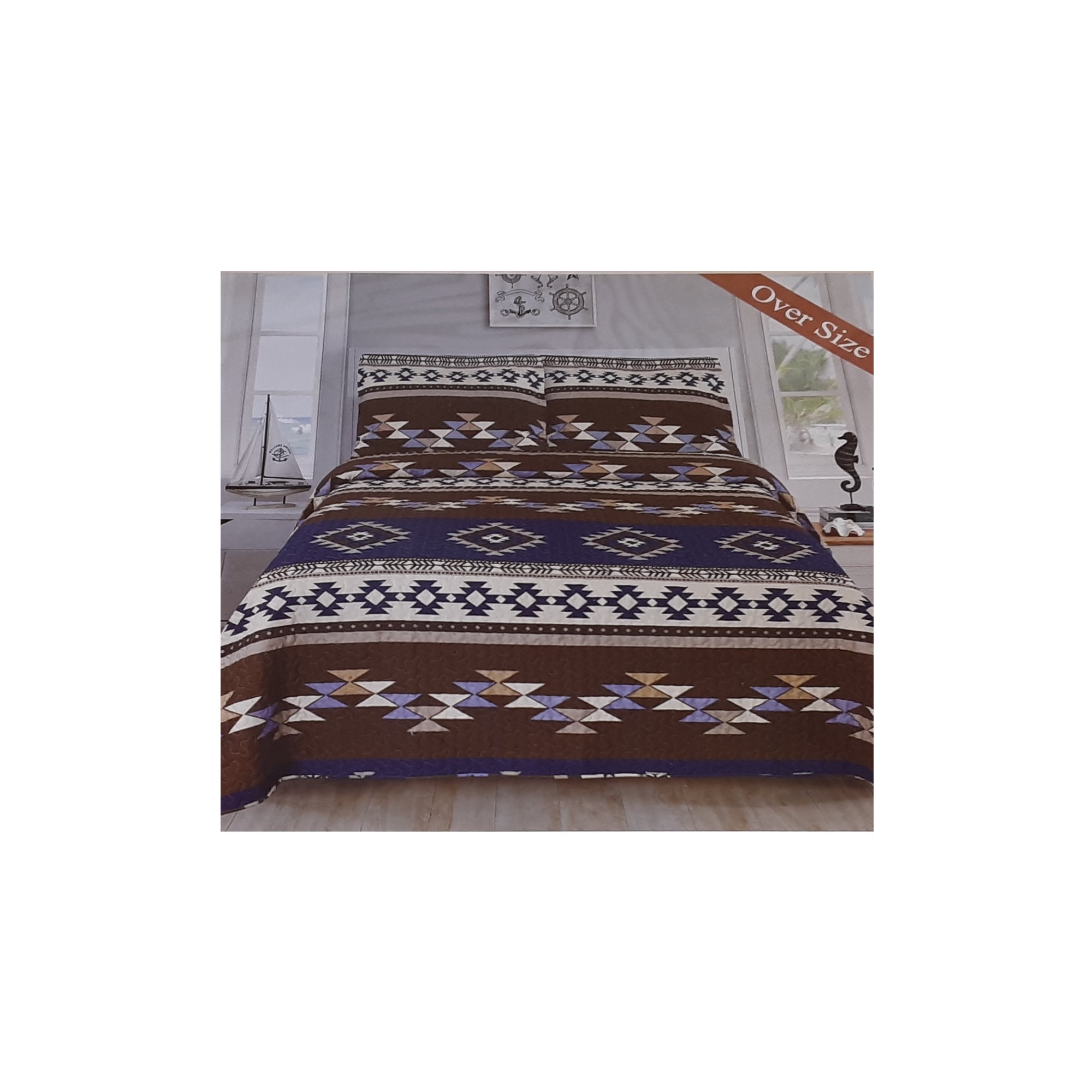 Southwestern Quilted Bedspread Desert Aztec Tribal Bedding Set 3-PC Set ...
