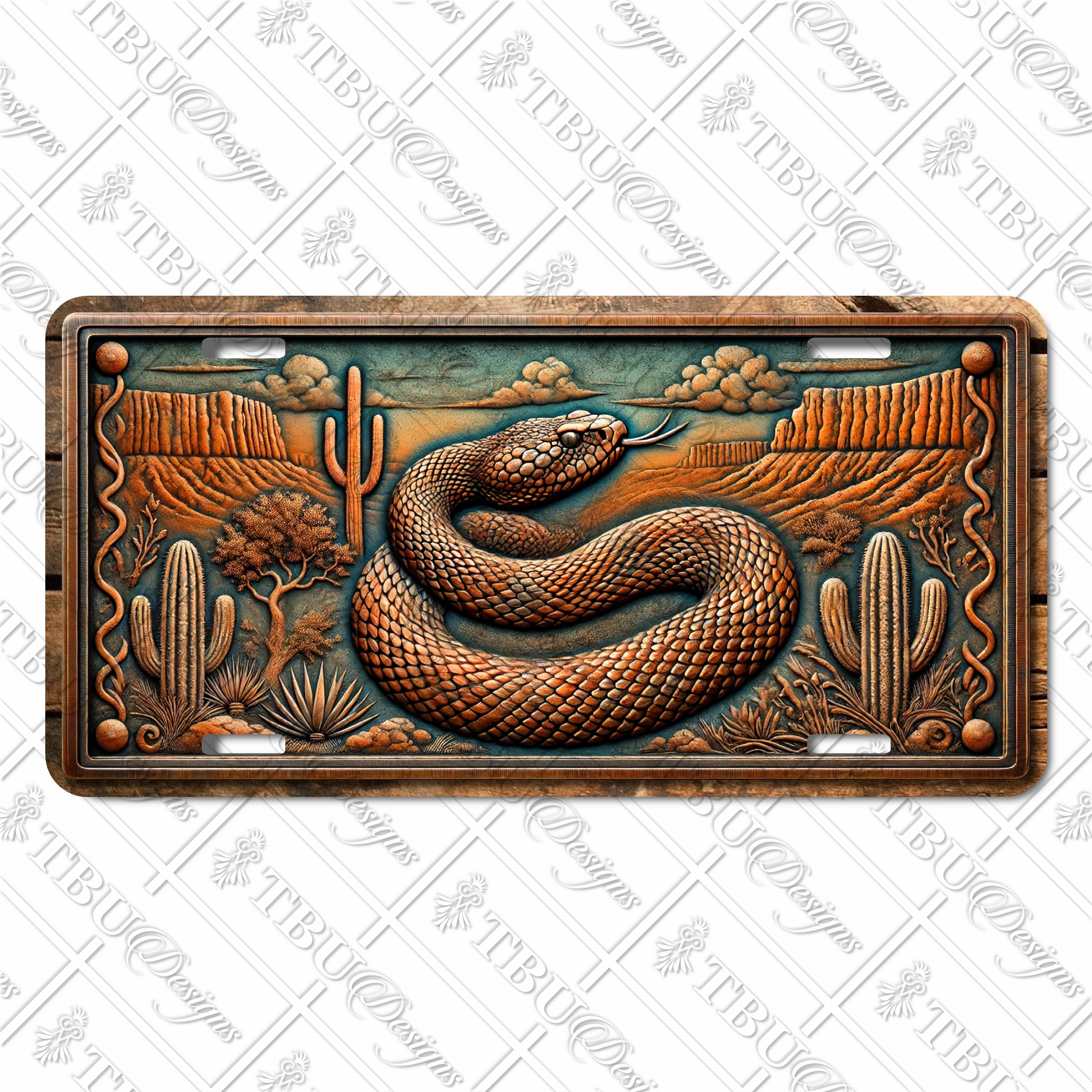 Southwestern Rattlesnake Aluminum License Plate – Rustic Desert ...