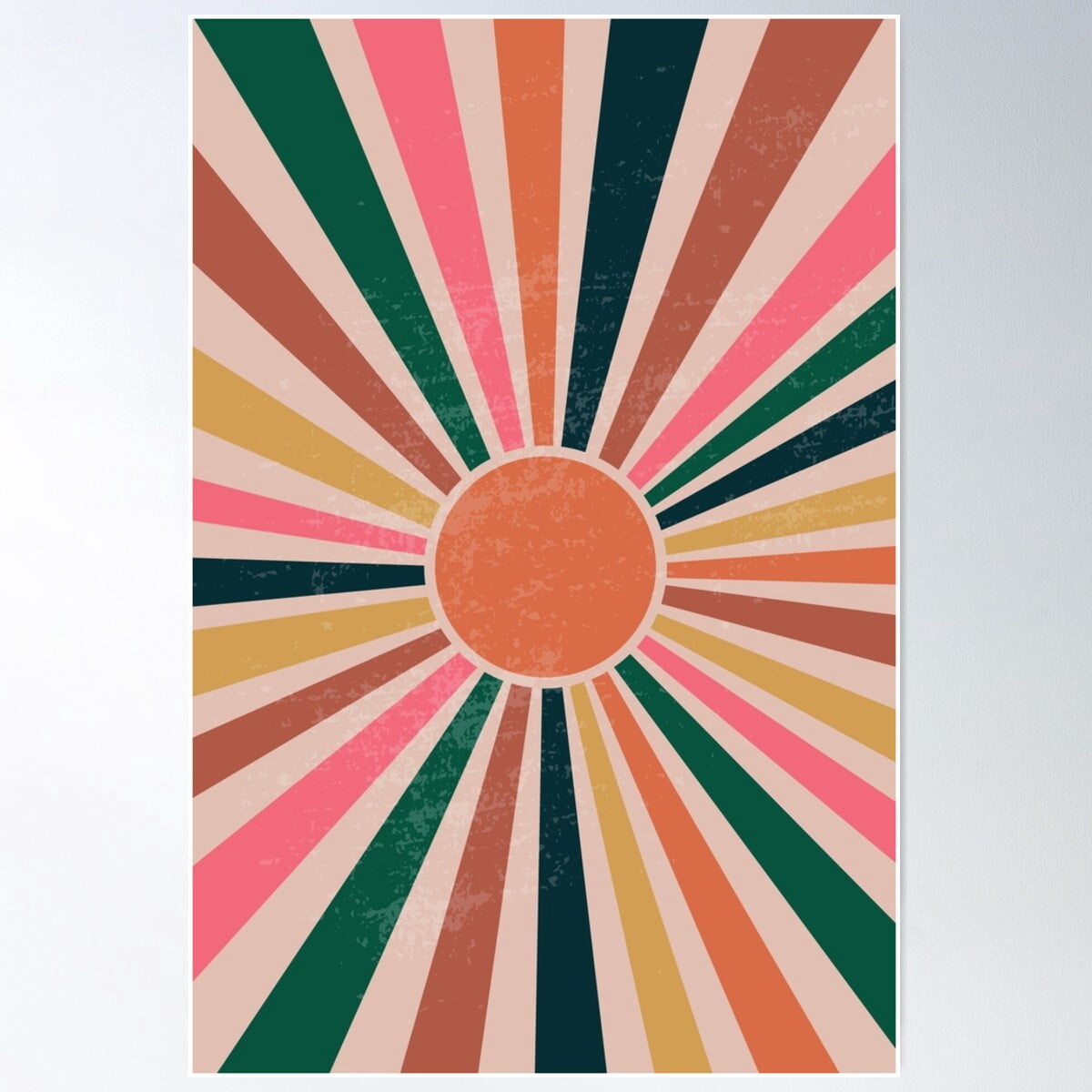 Southwestern Rustic Rainbow Sun With Rays - Minimal Boho Illustration ...