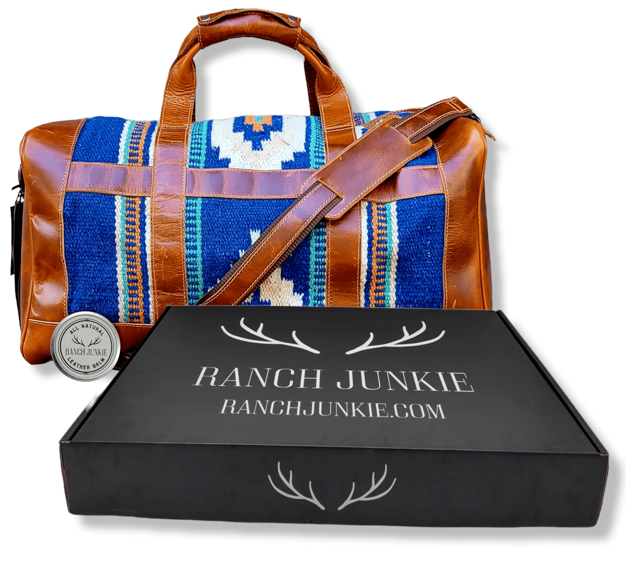 Southwestern Saddle Blanket Aztec Weekender Dakota Leather Duffel Bag ...