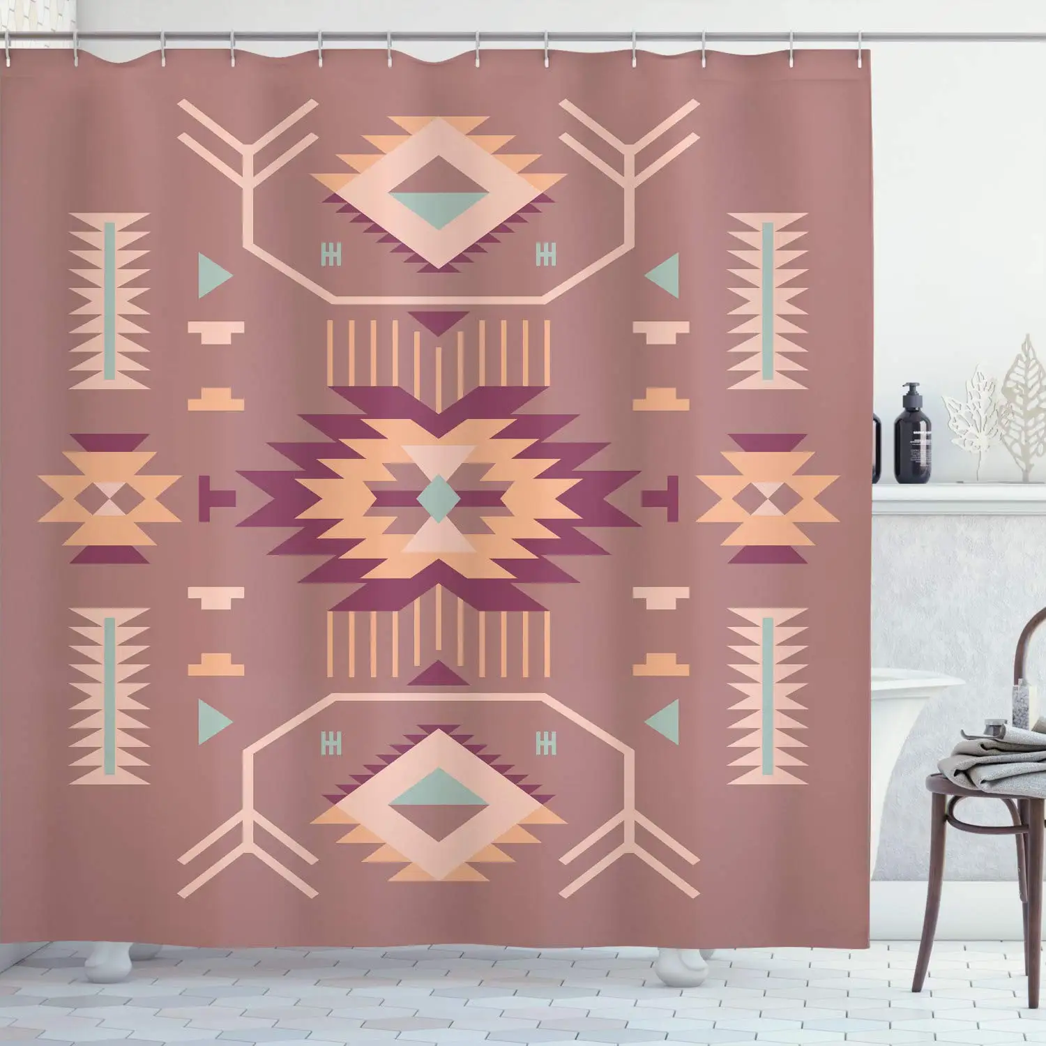 Southwestern Shower Curtain Ethnic Motifs Illustration of A Zigzags ...