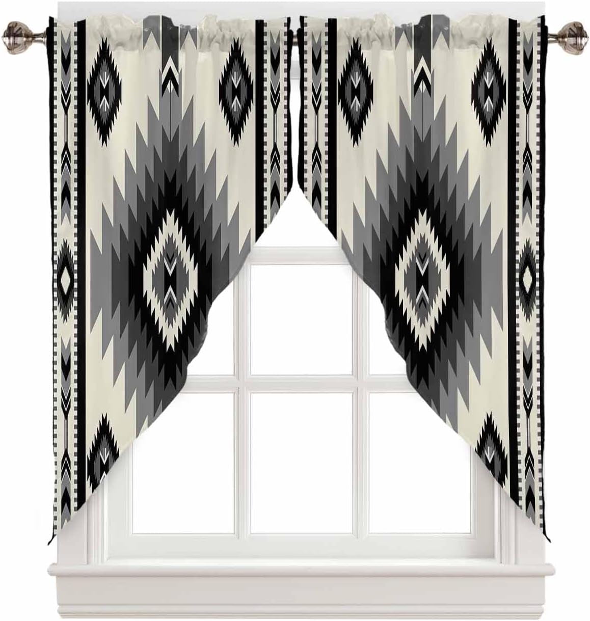 Southwestern Style Swag Valances For Windows Rod Pocket Kitchen Window ...