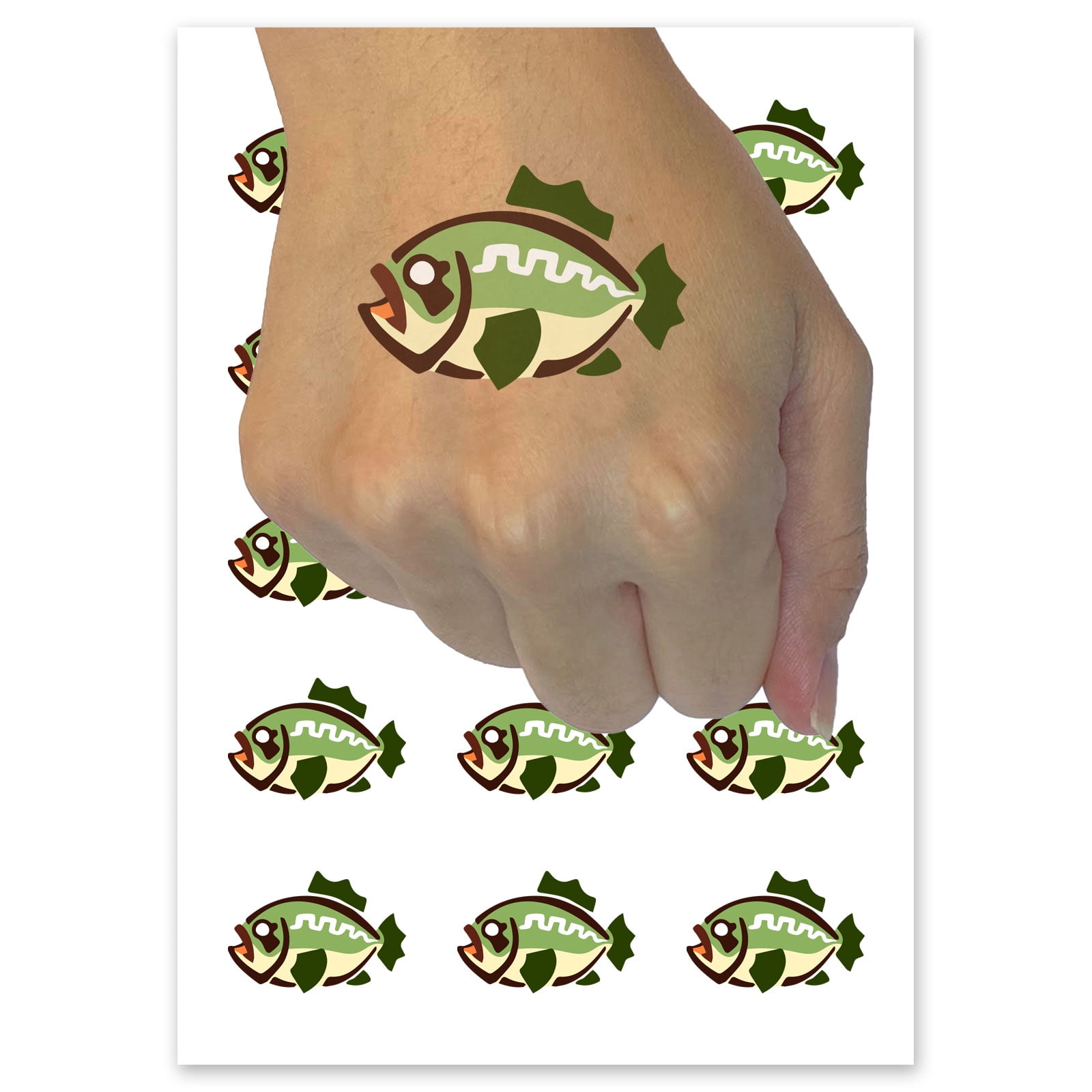 Southwestern Style Tribal Bass Fish Temporary Tattoo Water Resistant ...