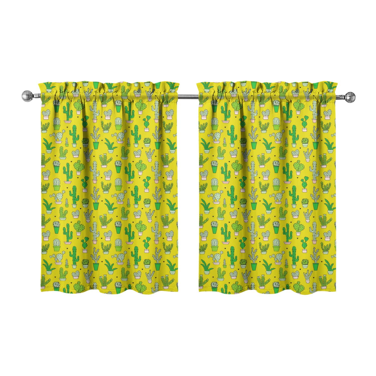 Southwestern Succulent Kitchen Curtains 2 Panels - 27.5x36 Inch Desert ...