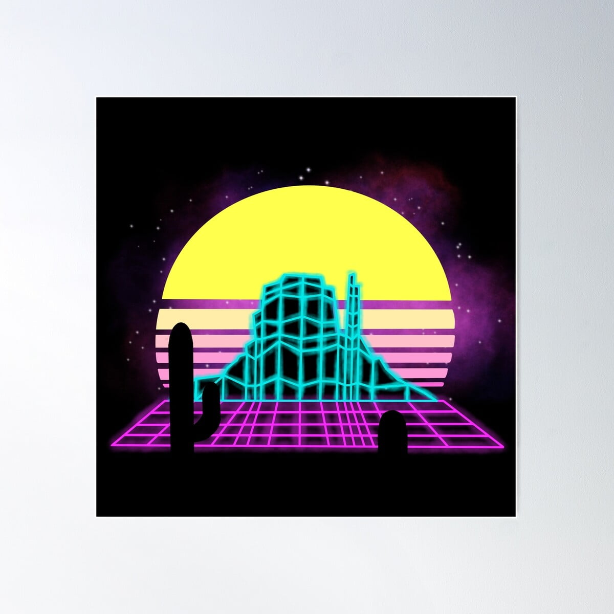 Southwestern Synthwave Sunset Poster Wall Art, Modern Wall Decor For ...
