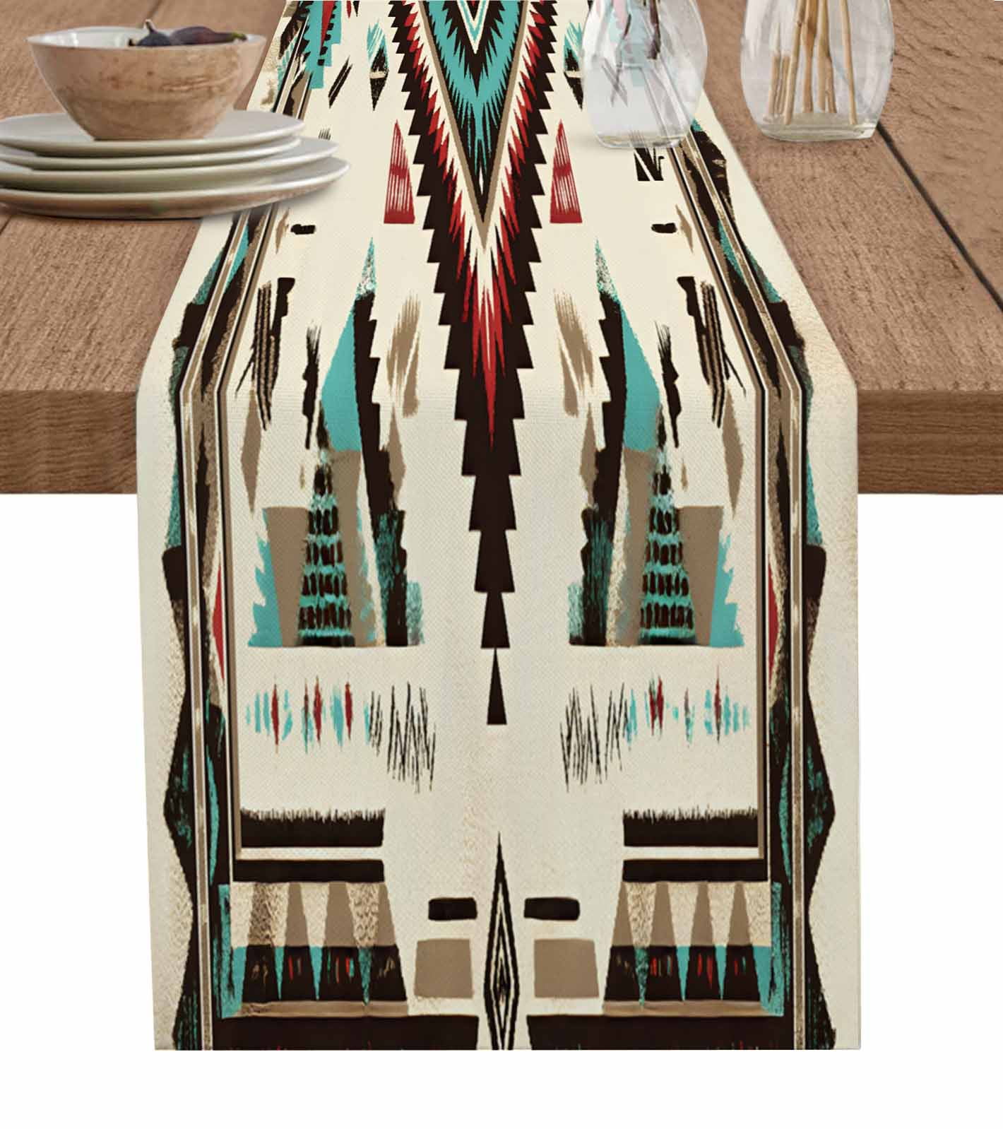 Southwestern Table Runner-Cotton Linen- 36 Inch Holiday Dresser Scarves ...