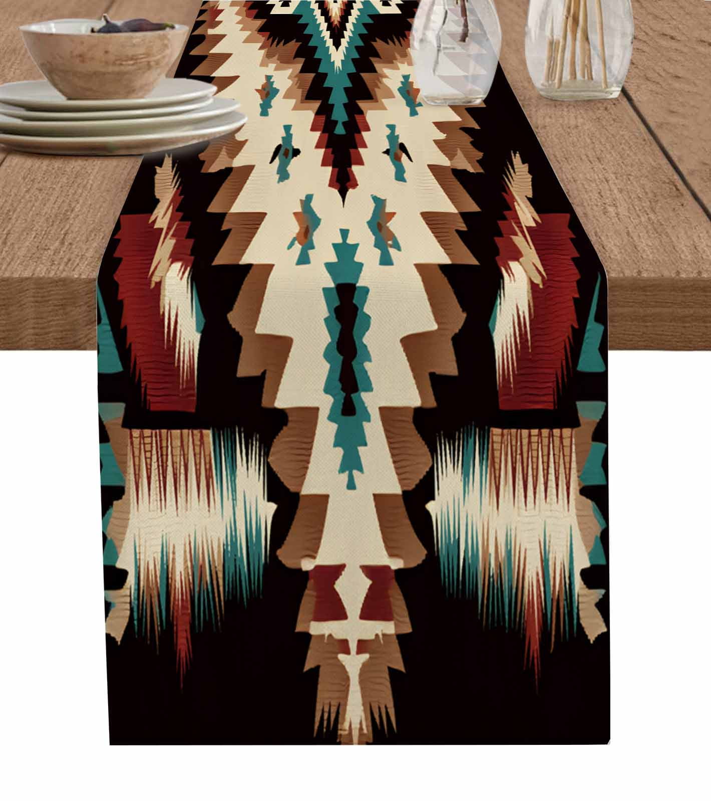Southwestern Table Runner-Cotton Linen- 48 Inch Holiday Dresser Scarves ...