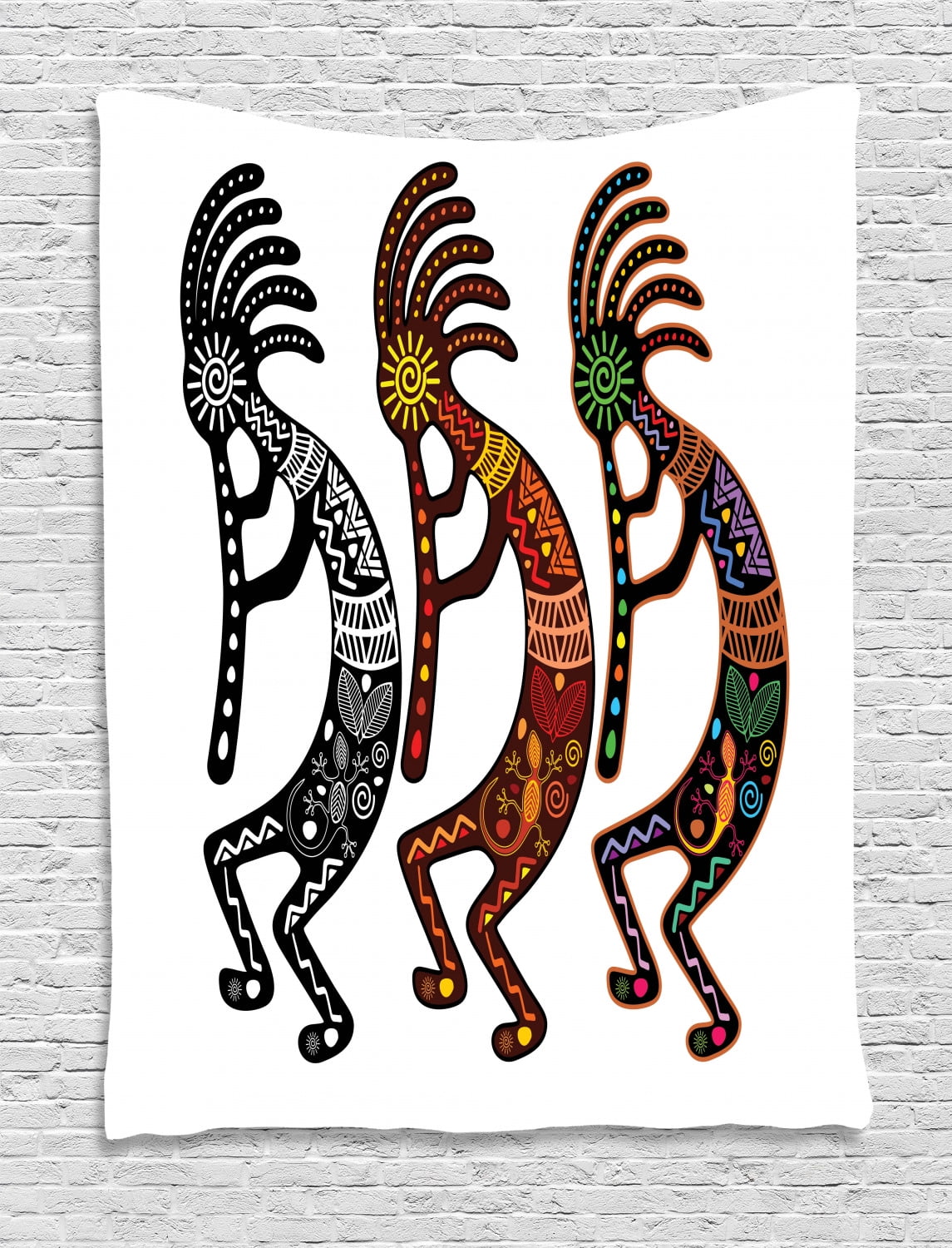 Southwestern Tapestry, Ancient Fertility Deity Figures Tribal Art ...