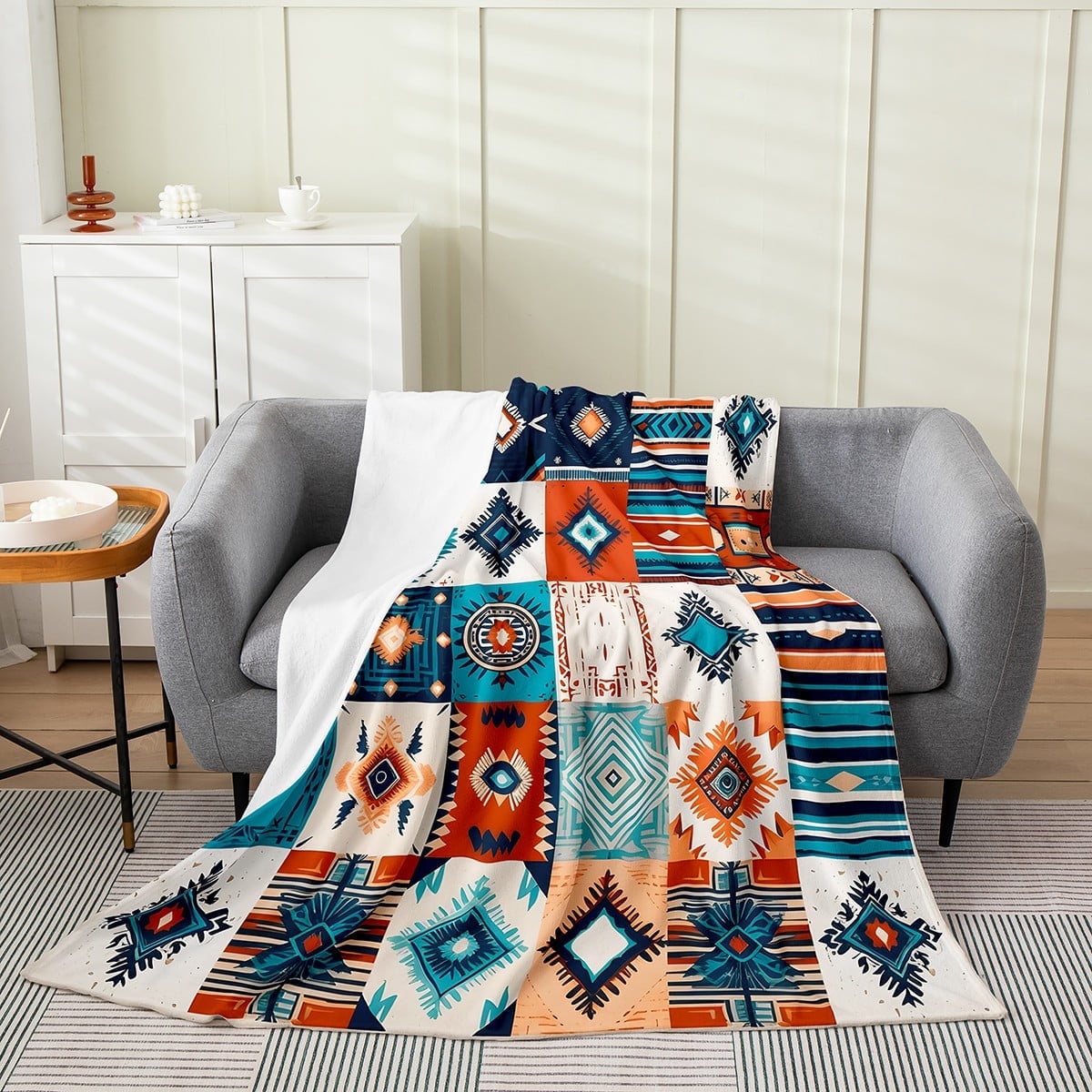Southwestern Throw Blanket Western Boho Flannel Fleece Blanket Aztec ...