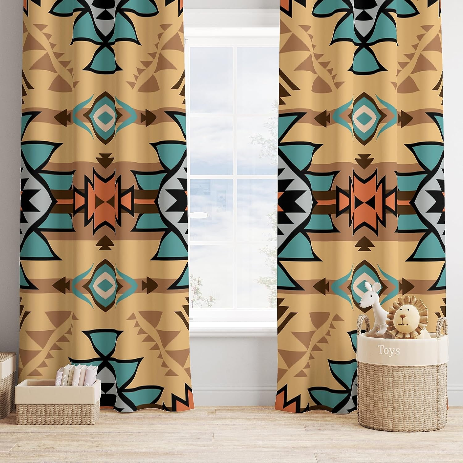 Southwestern Tribal Aztec Curtains, American Native Ethnic Geometric ...
