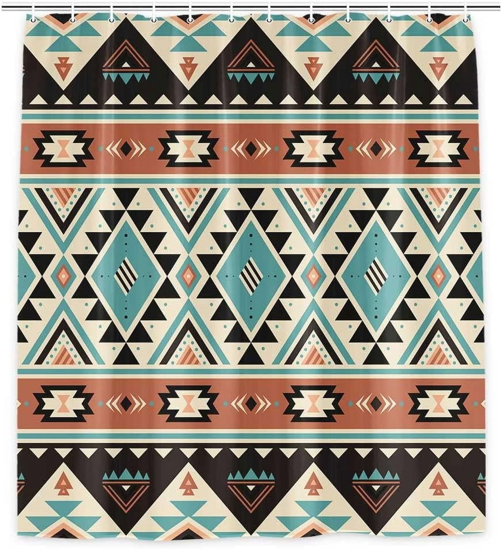 Southwestern Tribal Aztec Shower Curtain for Bathroom, American Native ...