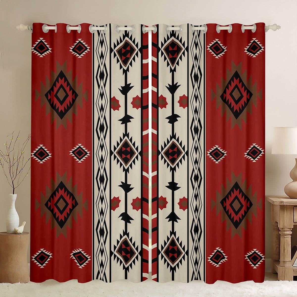 Southwestern Window Curtains 42"Wx63"L Western Aztec Blackout Curtains ...
