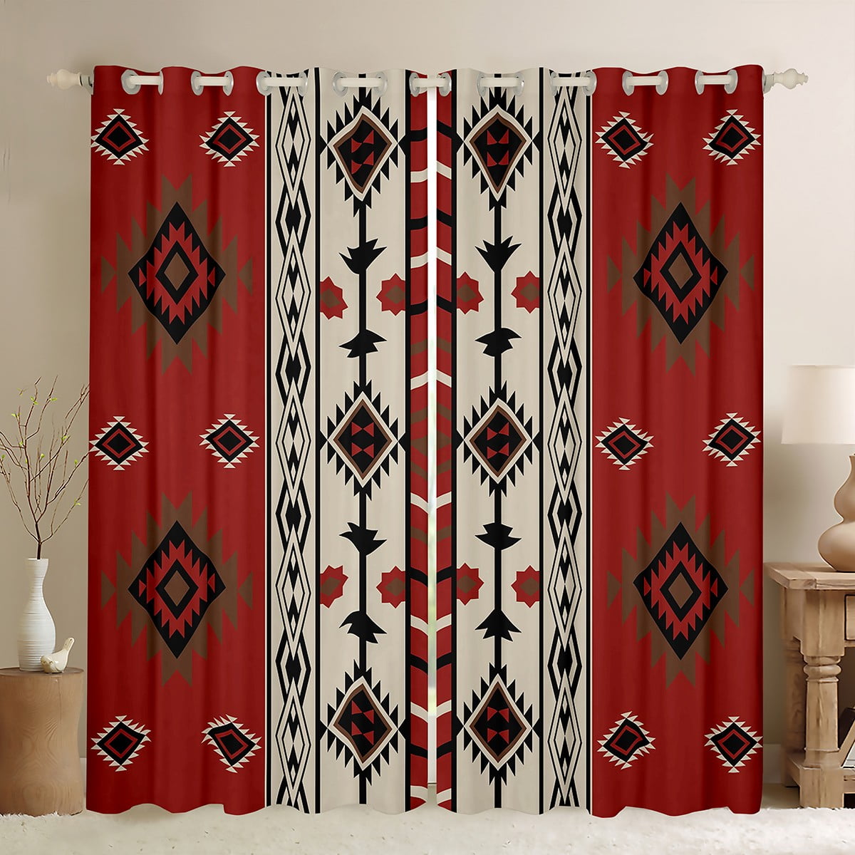 Southwestern Window Curtains 52"Wx84"L Western Aztec Blackout Curtains ...