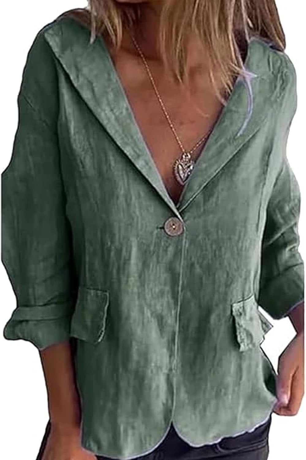 Southwestm Cotton and Linen Casual Lapel Single-Button Thin Coat, Loose ...