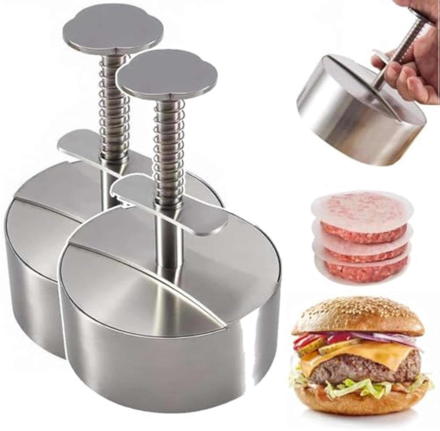 Southwestm Manual Meat Press for Hamburger Patties, 304 Stainless Steel ...