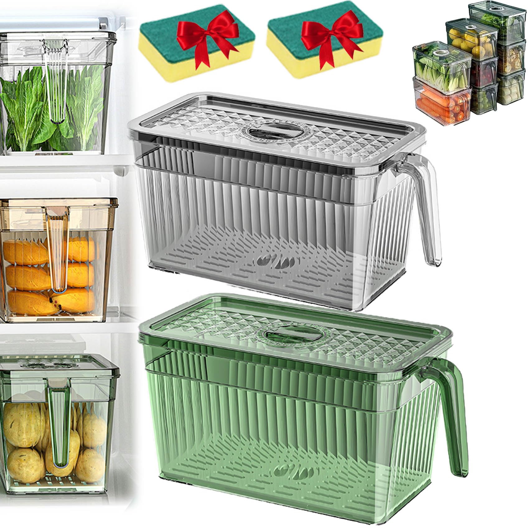 Southwestm Unbreakable Kitchen Storage Basket, Fridge Organizer Bins ...