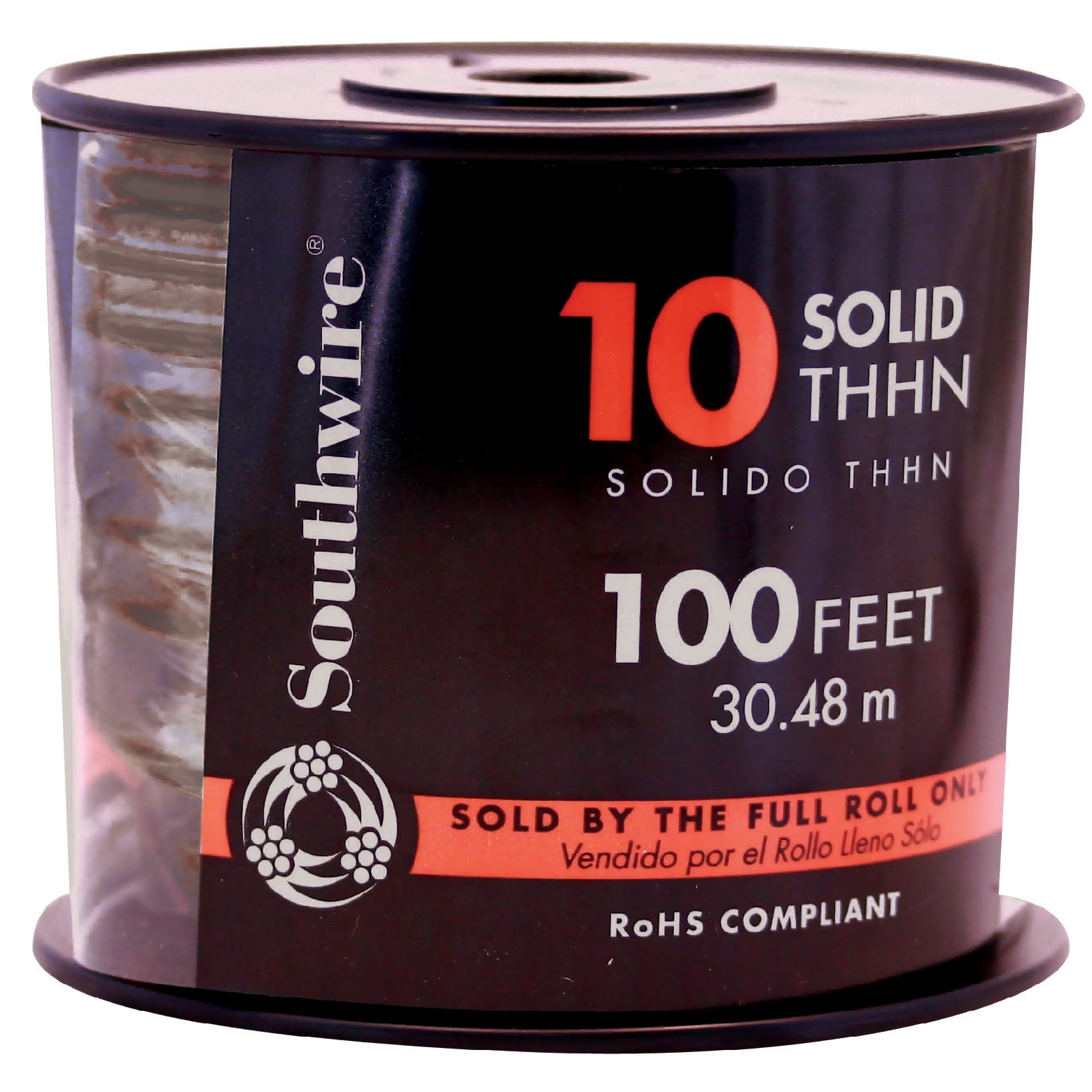 Southwire 11595608 100' 10 Gauge Solid Black Thhn Wire - Walmart.com