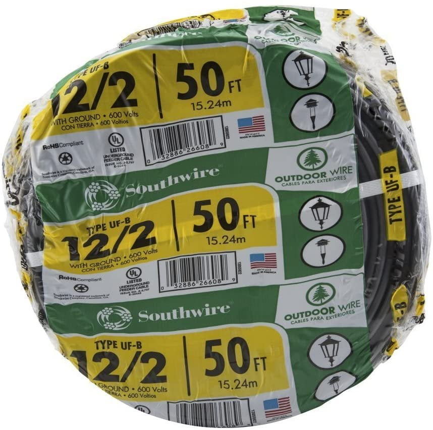 Southwire 13055922 12/2WG UF Wire 50-Foot - Walmart.com