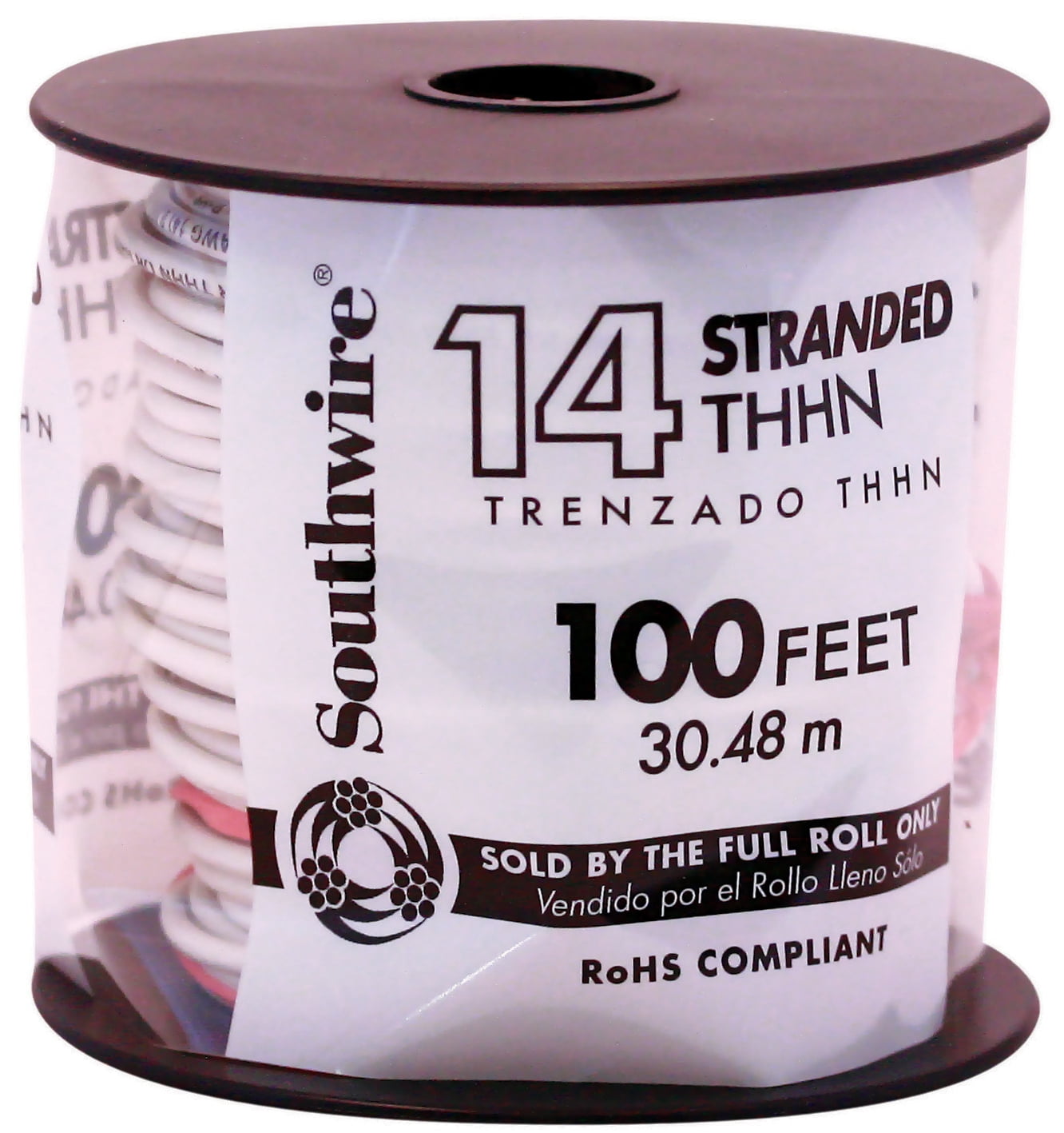 Southwire 22956784 100' White 14 Gauge 19 Strand Copper Building Wire ...