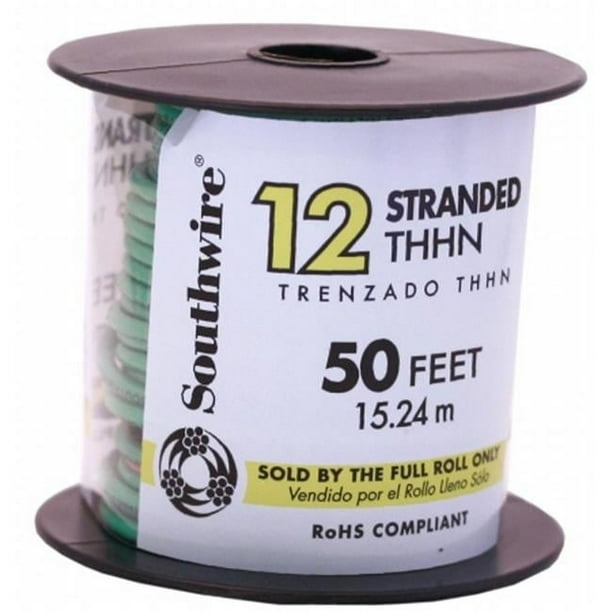 Southwire 22968283 50' 12 Gauge Green Stranded THHN Wire - Walmart ...