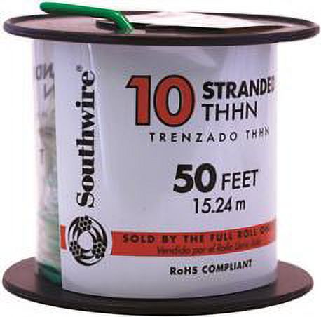 Southwire 22977386 50' 10 Gauge Green Stranded THHN Wire - Walmart.com
