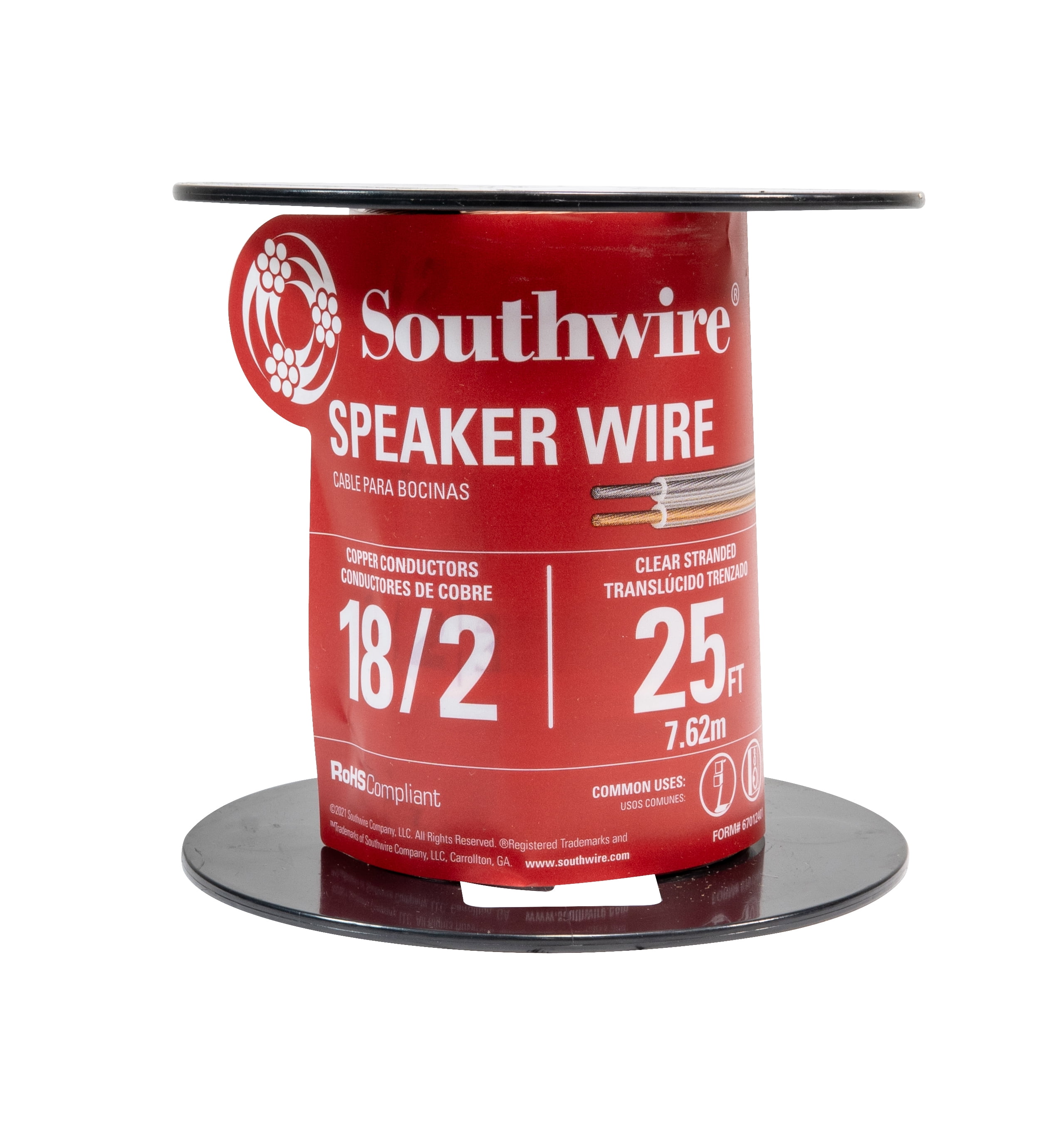 Southwire 25 ft. 18/2 Clear Stranded CU CL3R Speaker Wire - Walmart.com