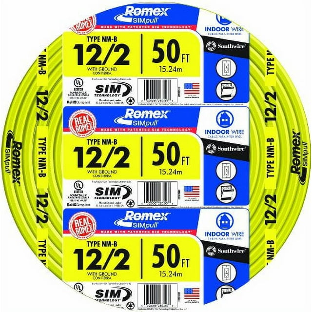 Southwire 28828222 12/2WG NMB Wire 50-Foot - Walmart.com