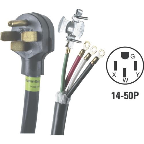 Southwire 4-Conductor Range Cord 6' BLK 6/2-8/2 50A, Each - Walmart.com