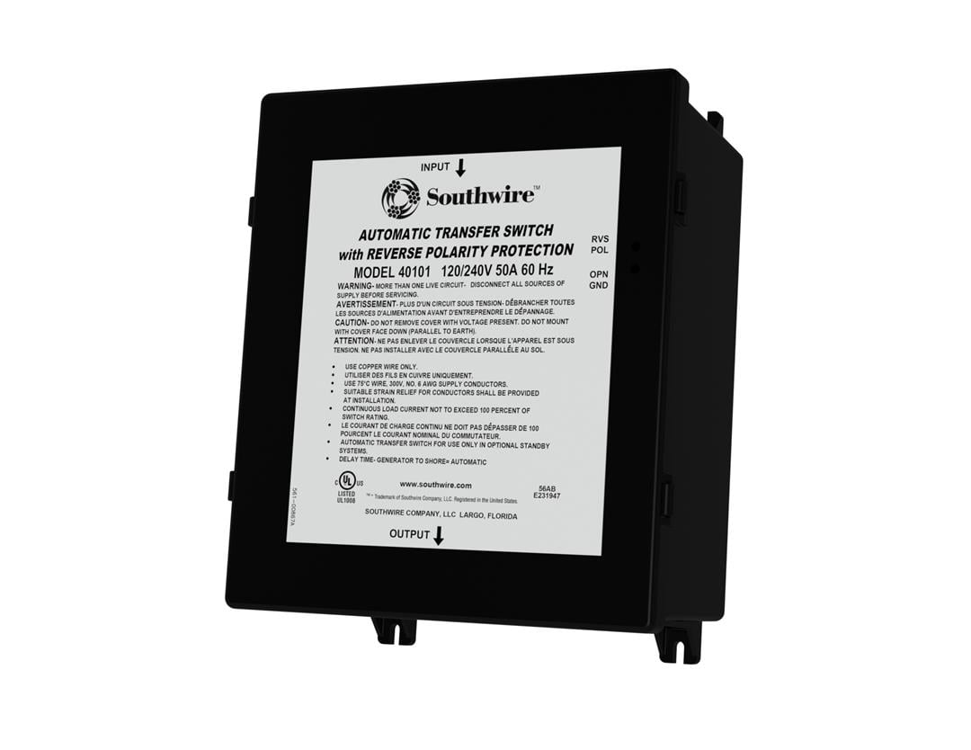 Southwire 40101-001 50A 120V/240V Reverse Polarity Transfer Switch ...