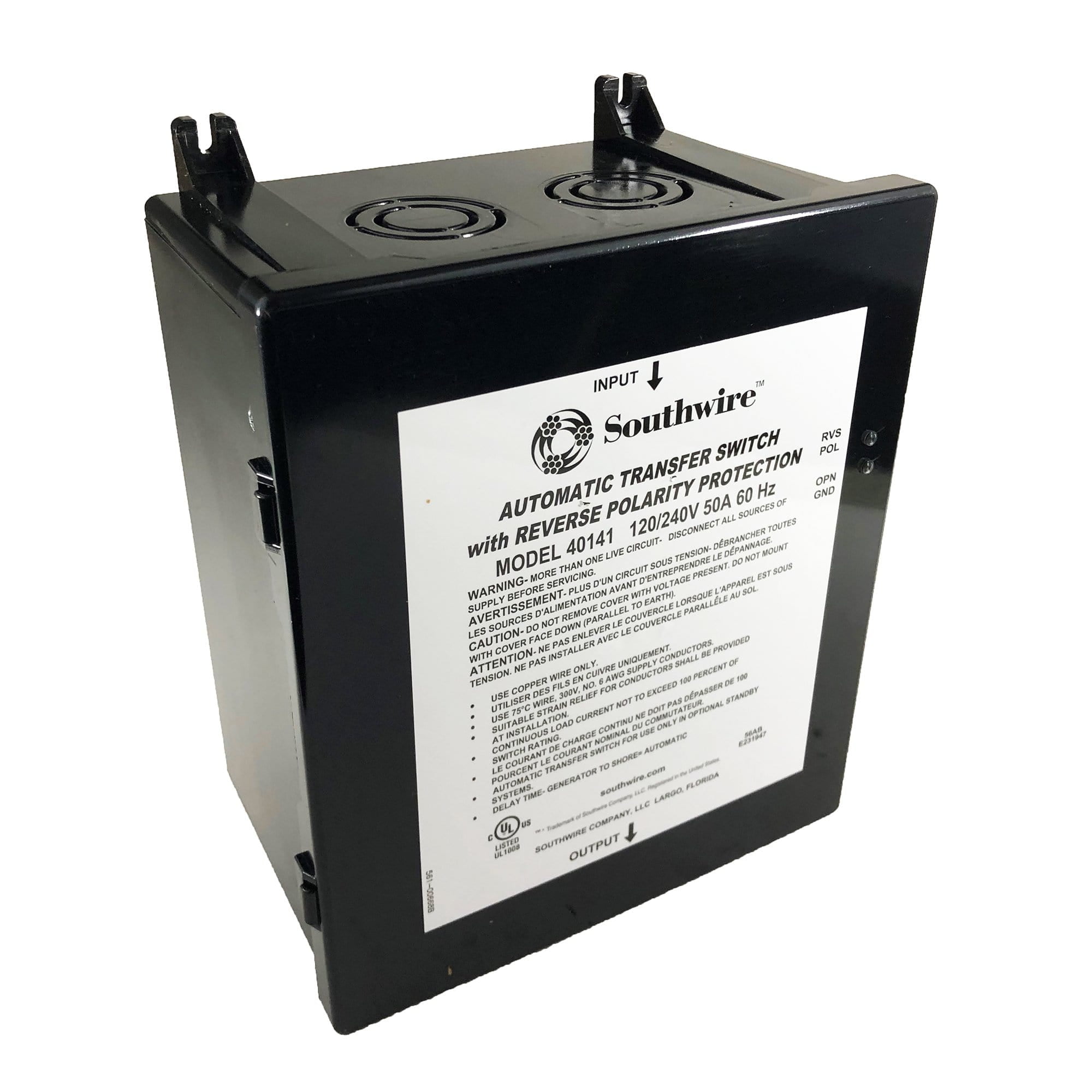 Southwire 50A Automatic Transfer Switch with Reverse Polarity and Open ...