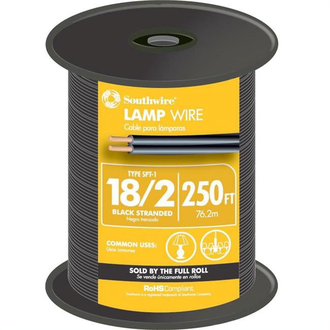 Southwire 49910344 18 Gauge 2 Wire Lamp Wire, 250 Feet - Walmart.com