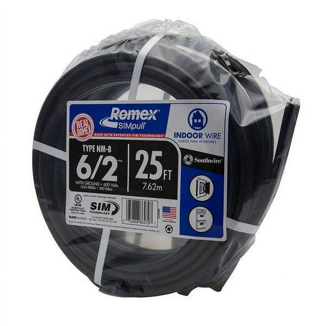 Southwire 50 ft. 6/2 Stranded Romex SIMpull CU NM-B W/G Wire - Walmart.com