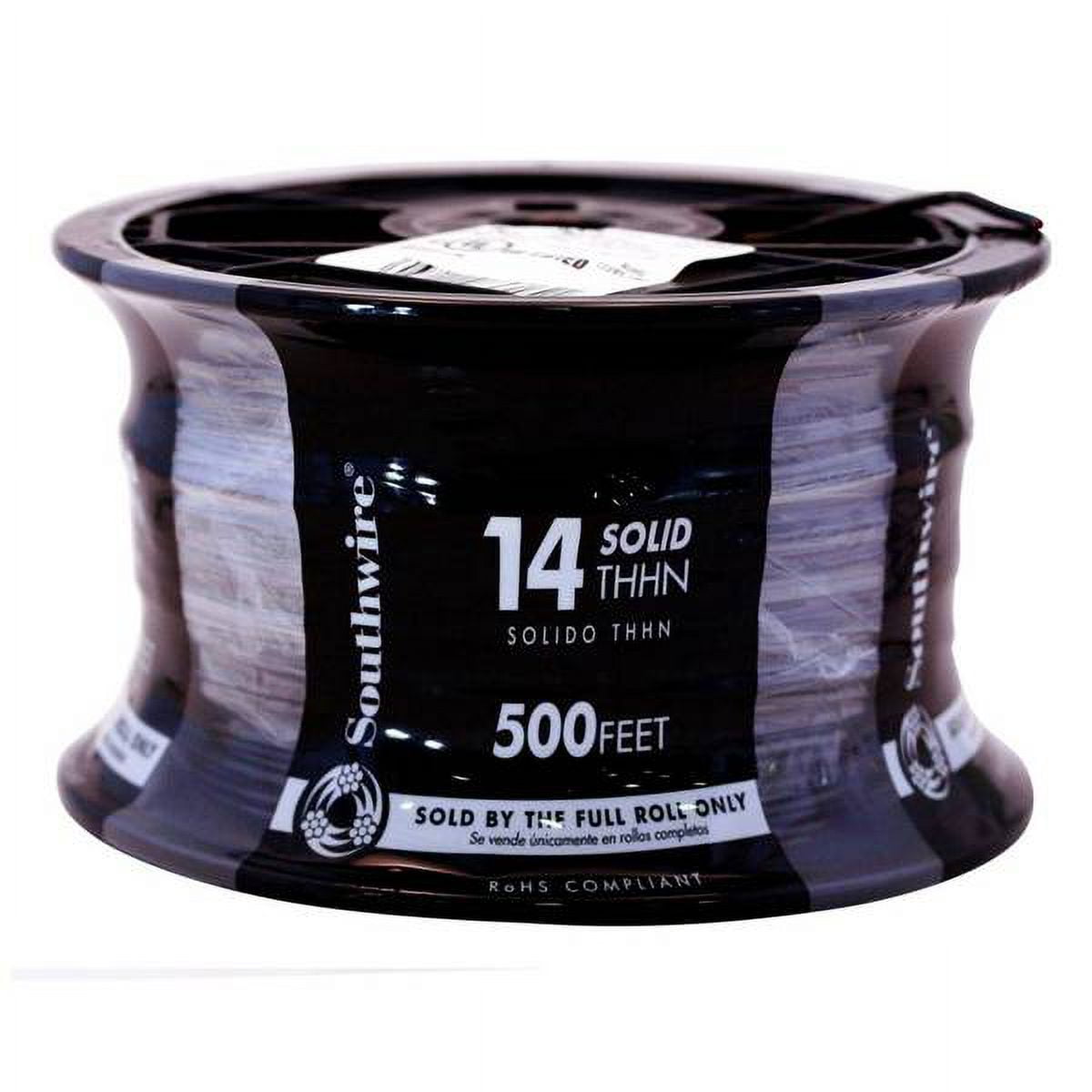 Southwire 500 ft. 14 Black Solid CU THHN Wire - Walmart.com