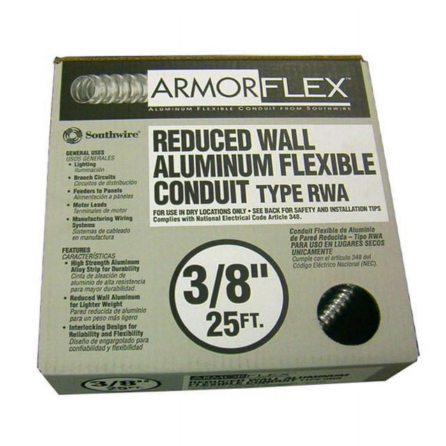 Southwire 55082021 3/8-in x 25-ft Alflex RWA Metallic Aluminum Flexible ...