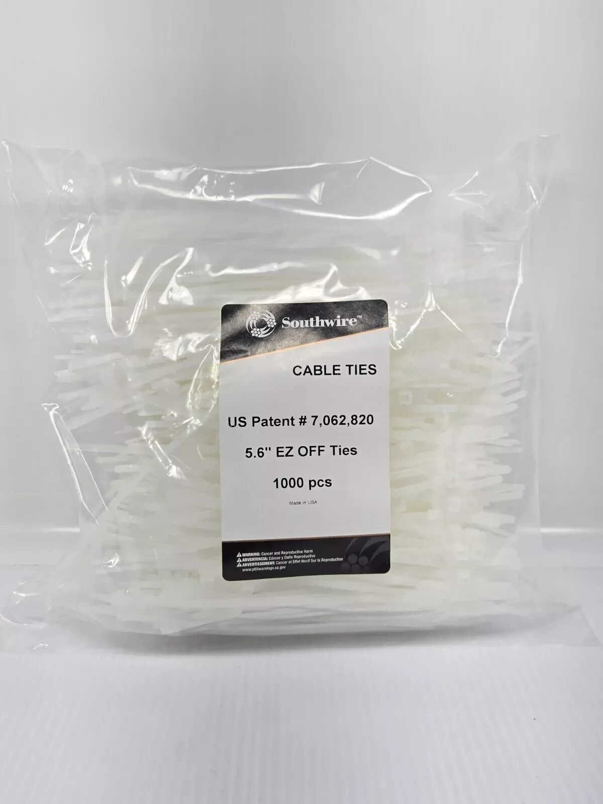 Southwire 6" EZ-Off Tear Away Nylon Cable Zip Tie White 1,000 Count ...