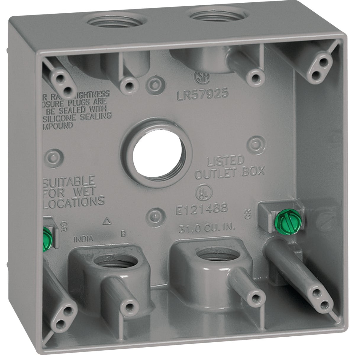 Southwire Dual Gang 1/2 In. 5-Hole Gray Weatherproof Junction Box ...
