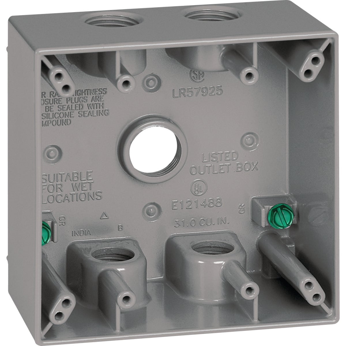 Southwire Dual Gang 3/4 In. 5-Hole Side-Hole Gray Weatherproof Junction ...
