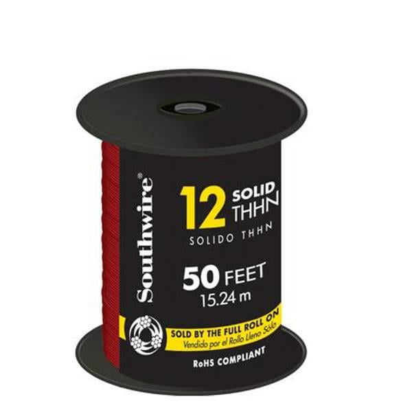 Southwire Red 50' 12 Solid THHN Copper Conductor Cable - Walmart.com