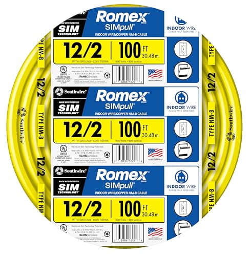 Southwire Romex Brand Simpull Solid Indoor 12/2 W/G NMB Cable 100ft ...