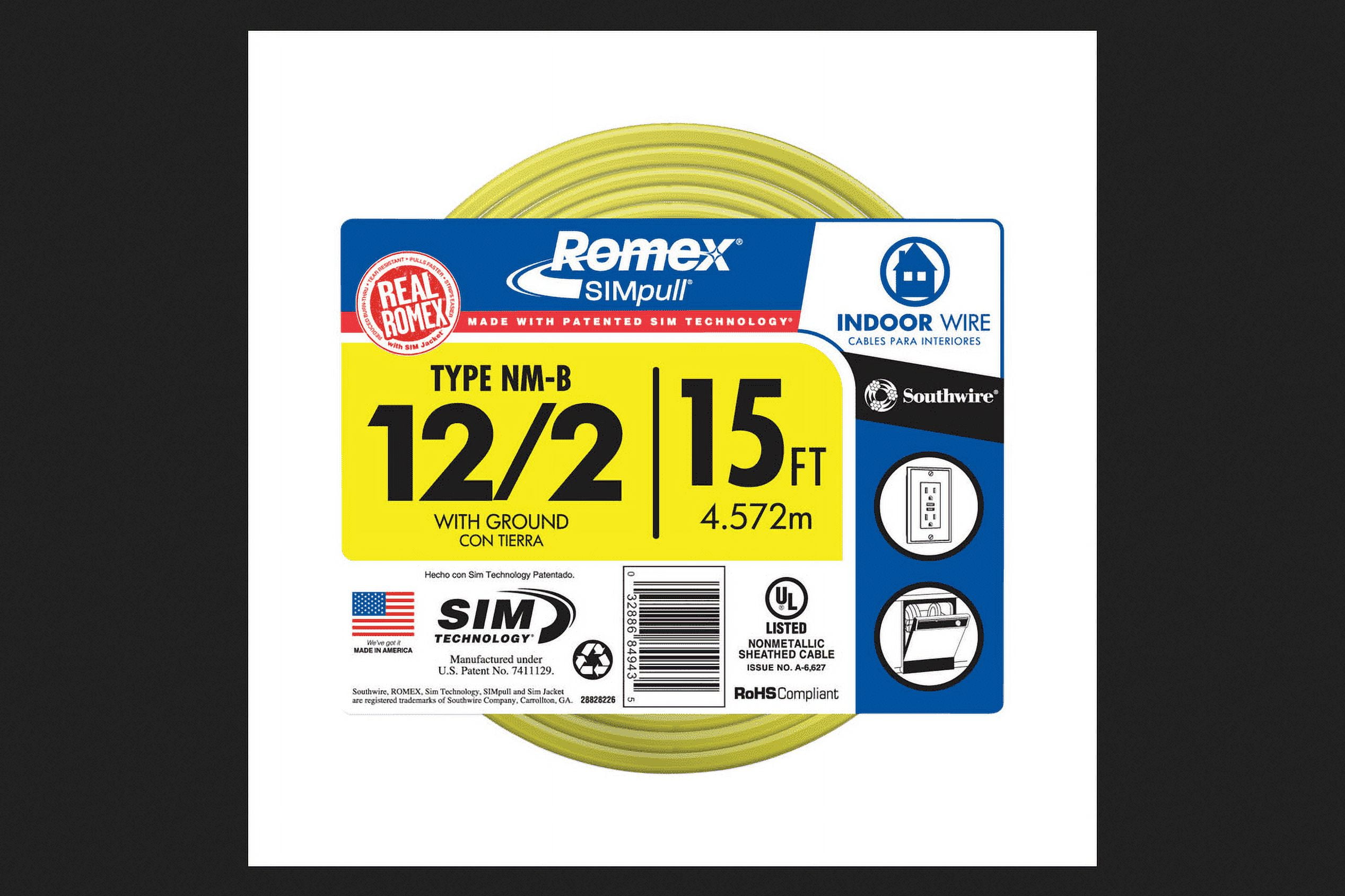 Southwire House Electric Cable, 14/2 Romex SIMpull, 15' Copper Ground ...