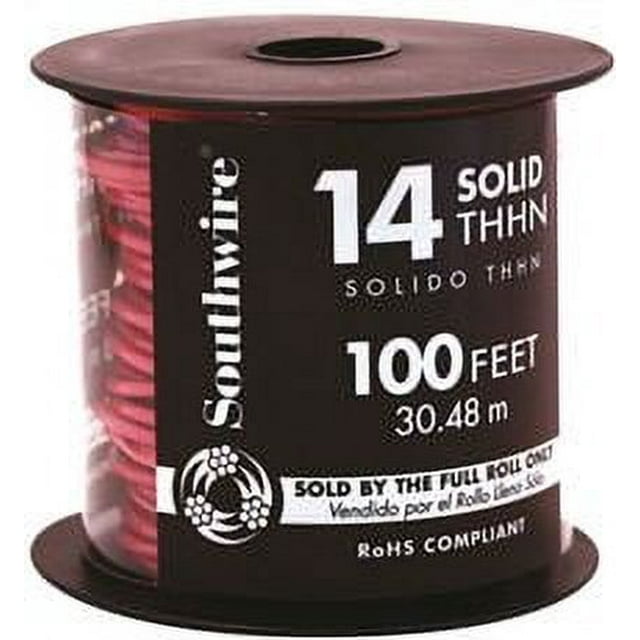 Southwire Simpull Thhn, 14 Gauge Thhn Solid Wire, Red, 100 Ft. Per Roll ...
