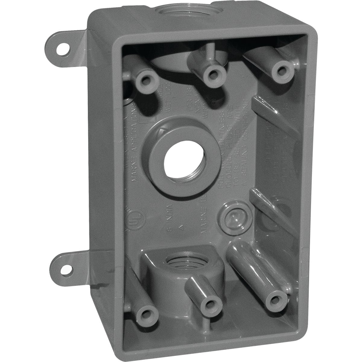 Southwire Single Gang 1/2 In., 3/4 In. 3-Hole Gray Weatherproof PVC ...