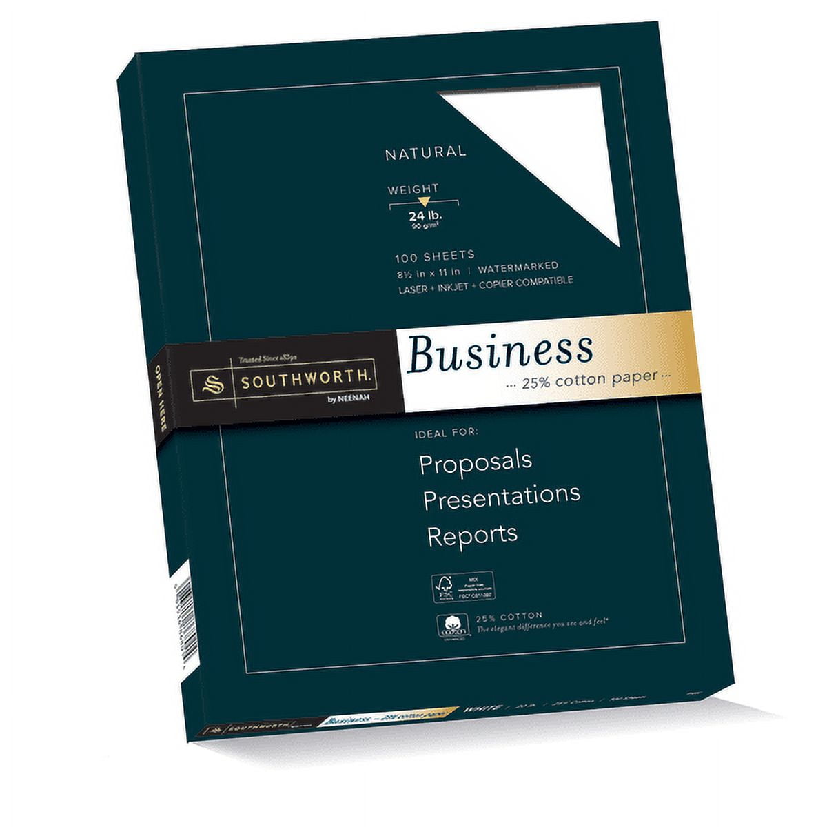 Southworth® 25% Cotton Business Paper, 8 1/2" x 11", 20 Lb, White, Box ...