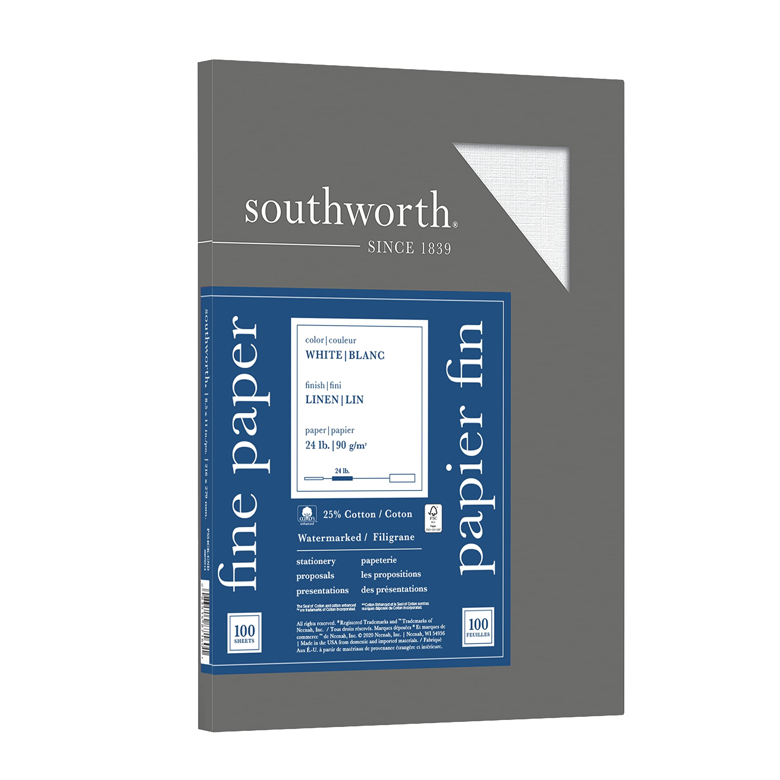 SouthworthÂ® 25% Cotton Linen Business Paper, White, Letter (8.5" x 11 ...