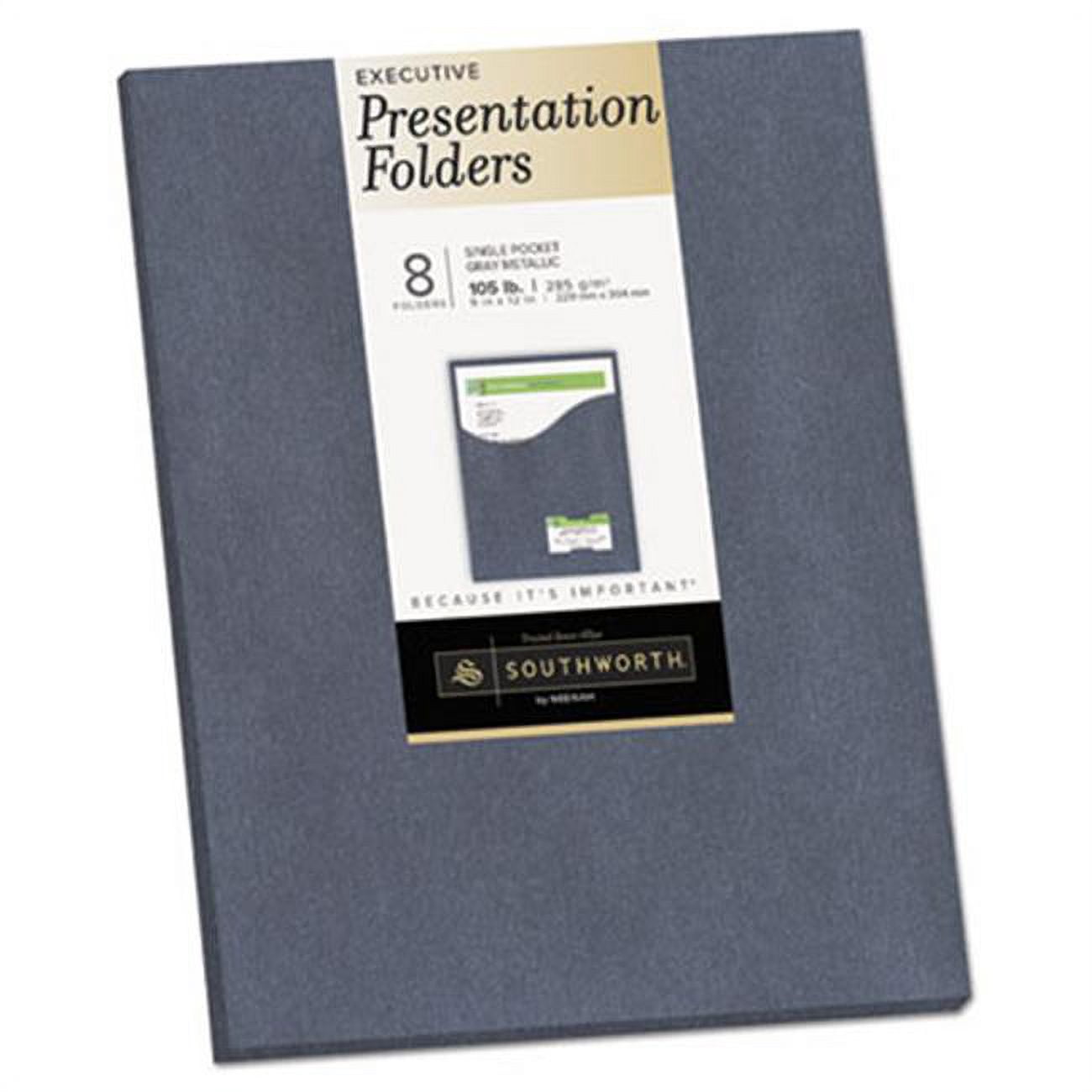 Southworth 98875 9 x 12 One-Pocket Presentation Folders, Gray Metallic ...