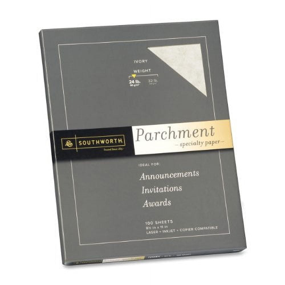 Southworth Fine Parchment Paper, 24lb, Ivory, 8-1/2 x 11, 100 Sheets ...