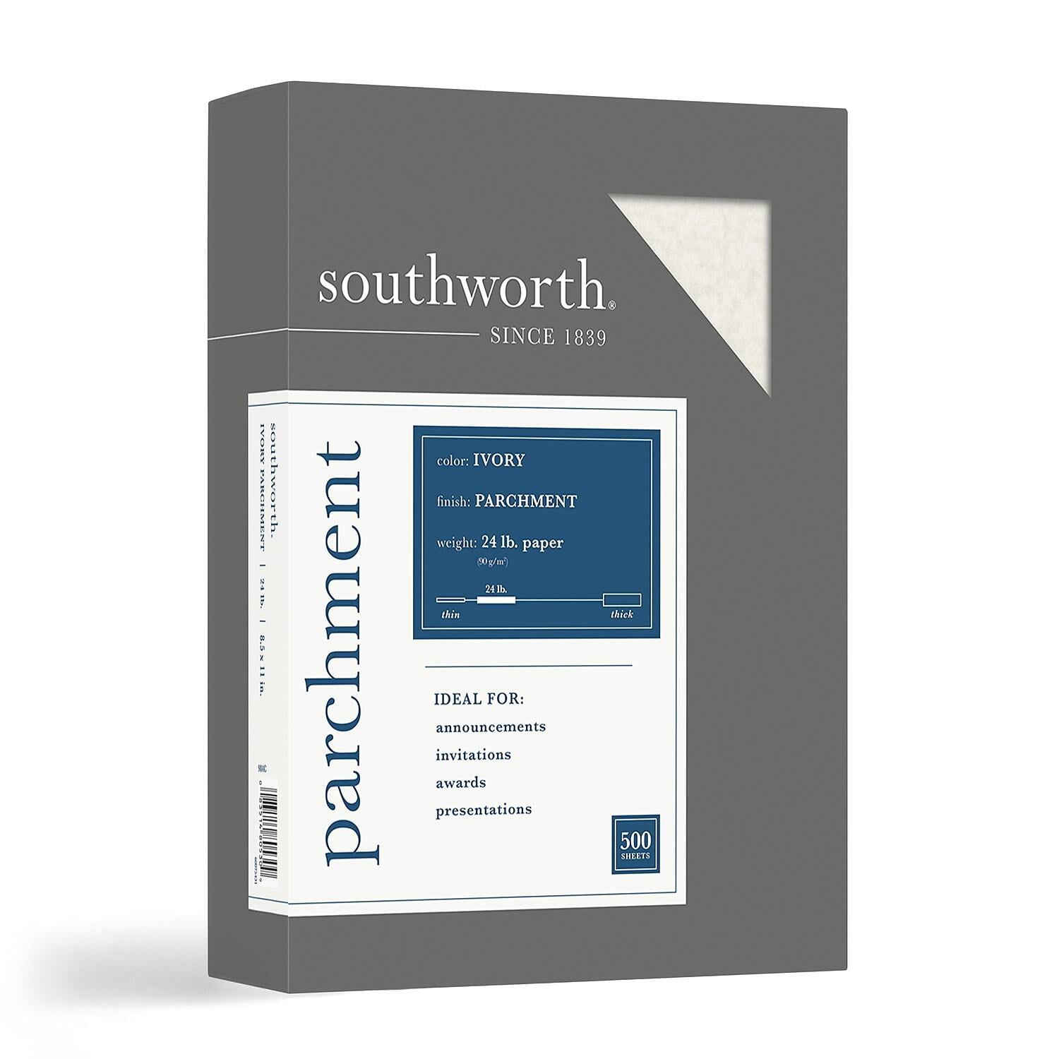 Southworth Parchment Paper 8.5" x 11" 24 lb. Ivory 500 Sheets/Box (984C ...